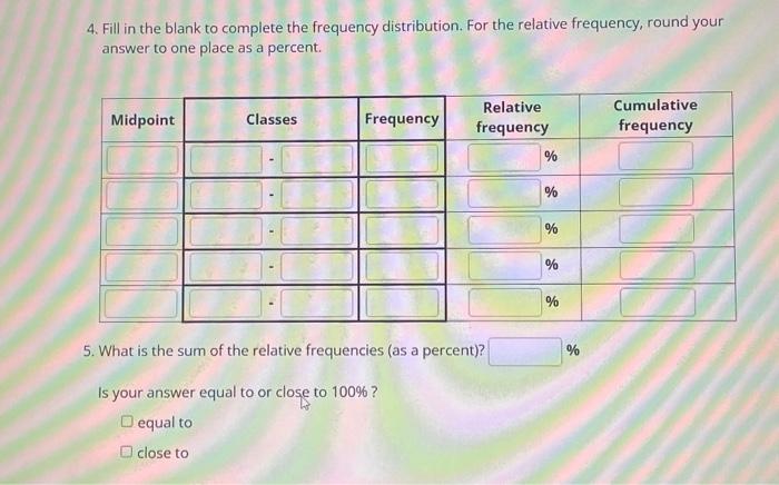 Solved 4. Fill in the blank to complete the frequency | Chegg.com