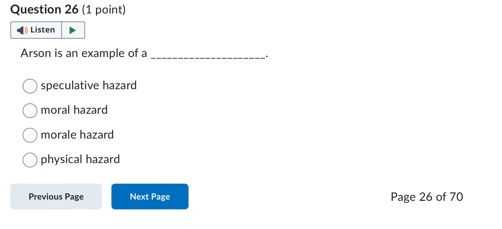 Solved Question 26 (1 ﻿point)Arson is an example of | Chegg.com
