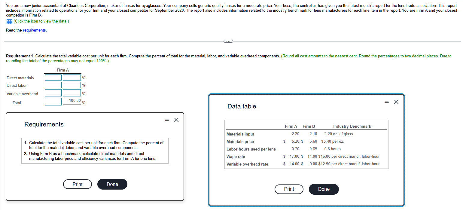 Solved competitor is Firm B. (Click the icon to view the | Chegg.com