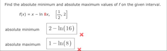 Solved Find the absolute minimum and absolute maximum values | Chegg.com