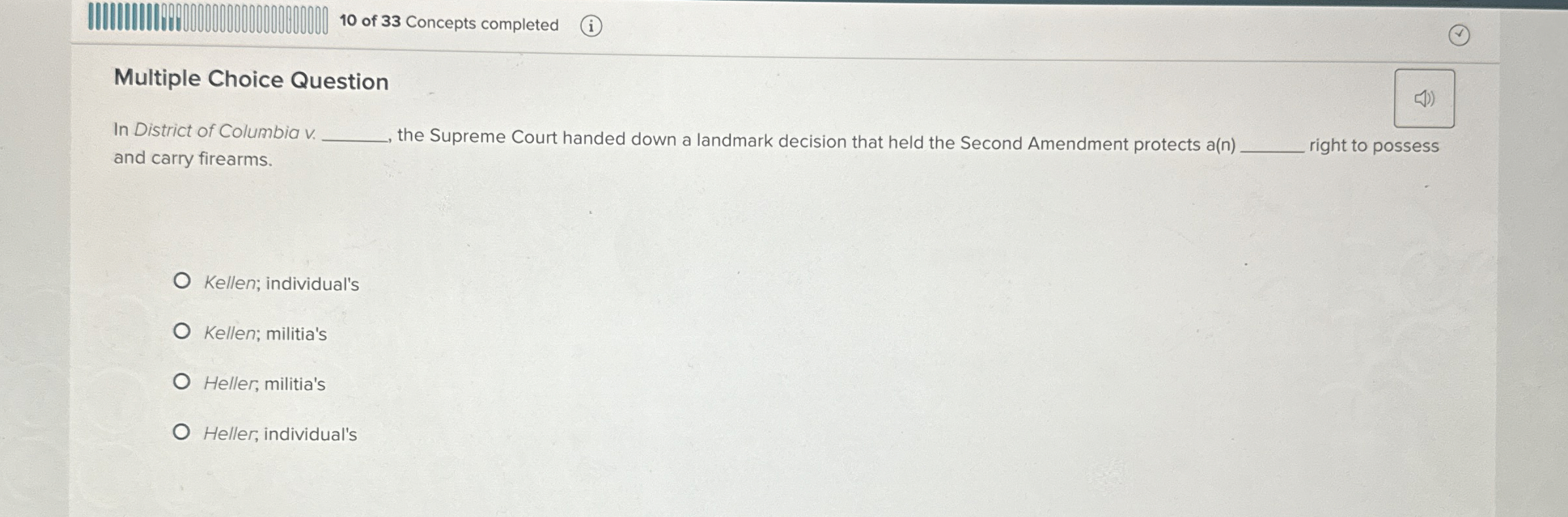 Solved Multiple Choice QuestionIn District of Columbia v.the | Chegg.com