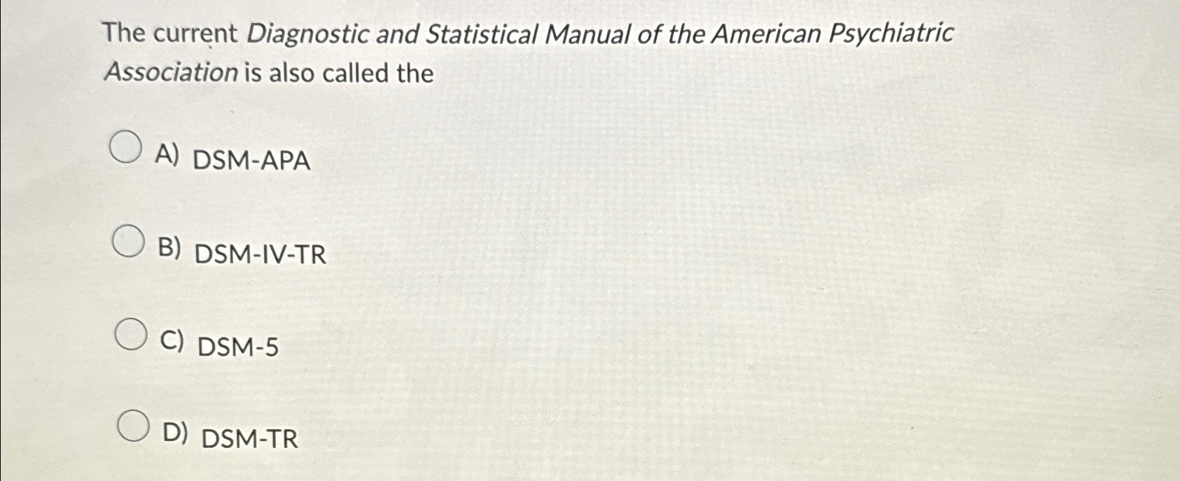 Solved The current Diagnostic and Statistical Manual of the | Chegg.com