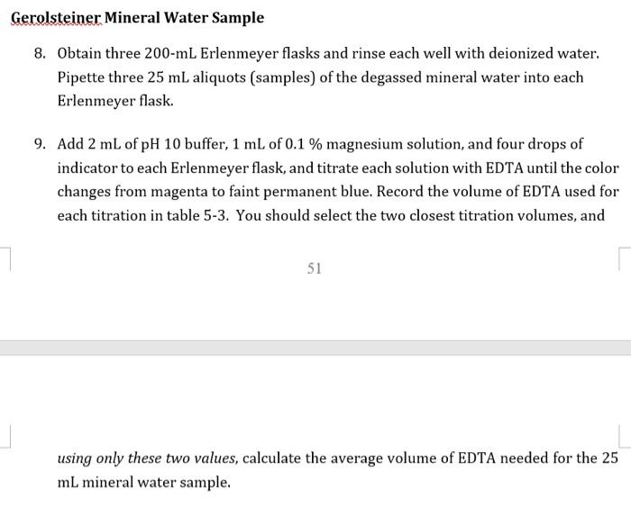 Solved Data Table 5-3 ON Gerolsteiner Sample Initial buret | Chegg.com