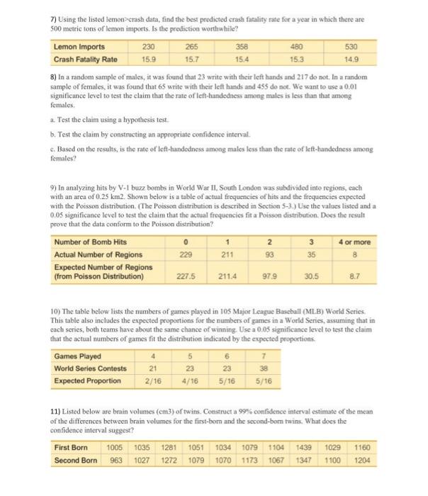 Just state what type of problem this is: one sample | Chegg.com