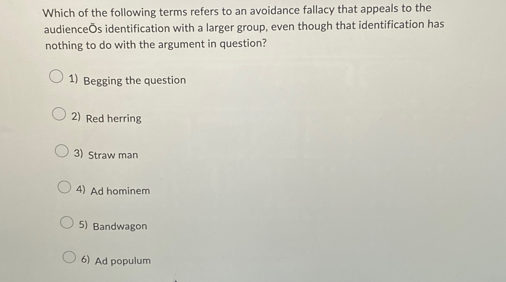 Solved Which of the following terms refers to an avoidance | Chegg.com