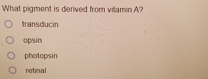 Solved What pigment is derived from vitamin | Chegg.com