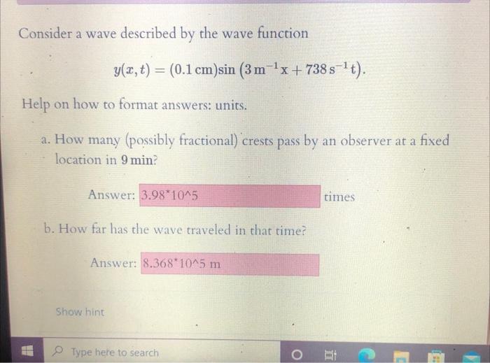 Solved Consider a wave described by the wave function y(x, | Chegg.com