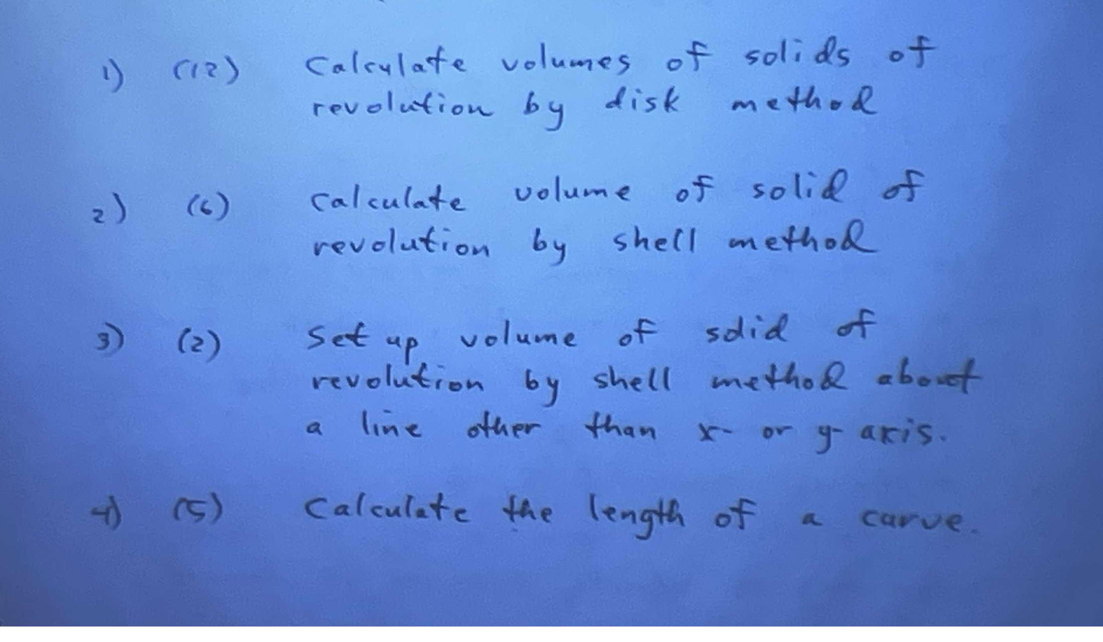 (12) ﻿Calculate volumes of solids of revolution by | Chegg.com