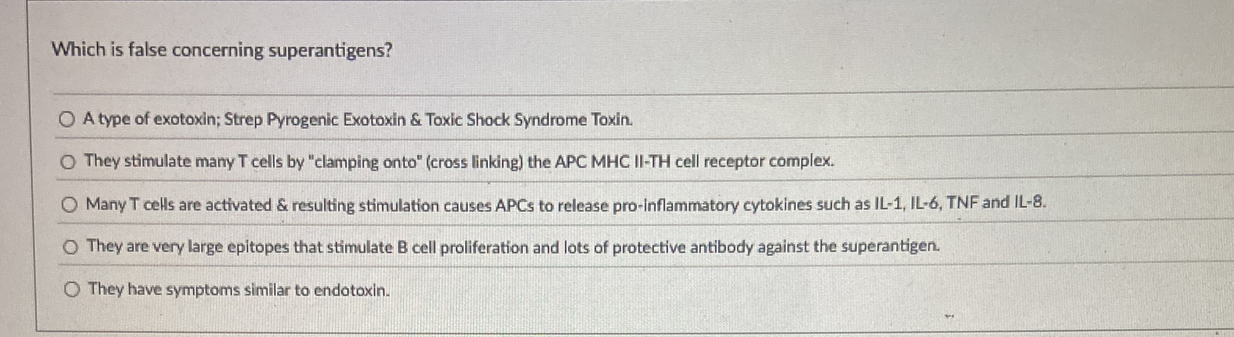 Solved Which is false concerning superantigens?A type of | Chegg.com