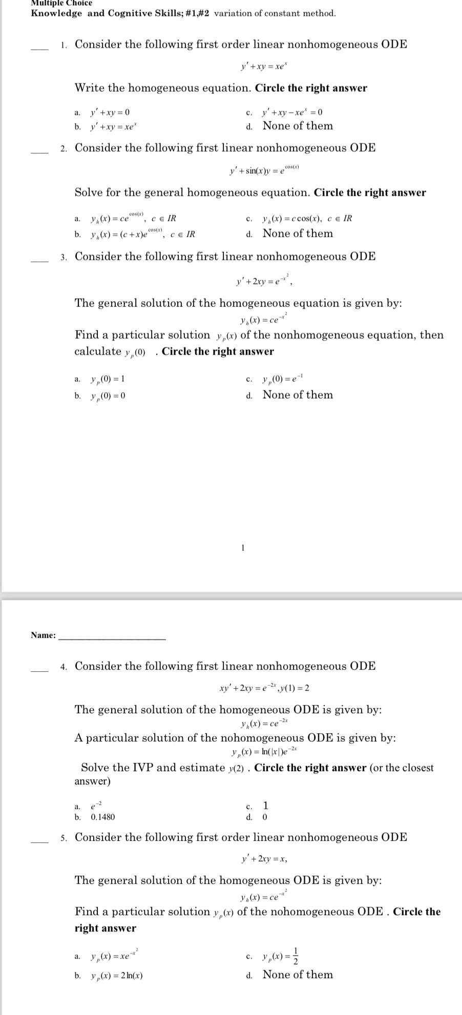Solved Multiple ChoiceKnowledge and Cognitive Skills; #1,#2 | Chegg.com