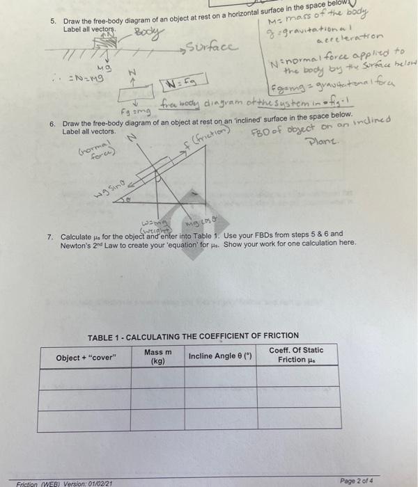Solved 5. Draw the free-body diagram of an object at rest on | Chegg.com
