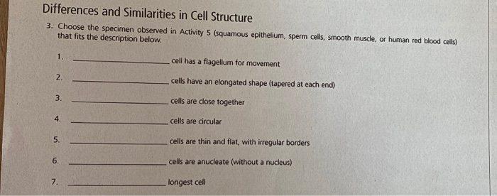 Solved 48 Review Sheet 4 2. Match each cell structure listed | Chegg.com