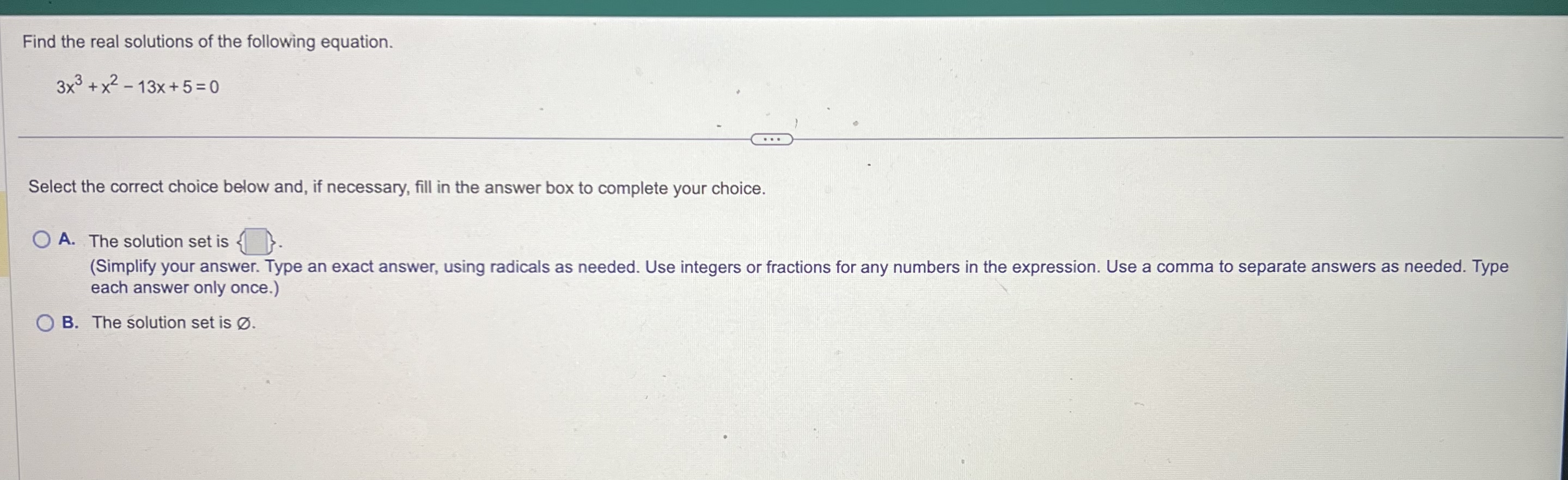 Solved Find the real solutions of the following | Chegg.com