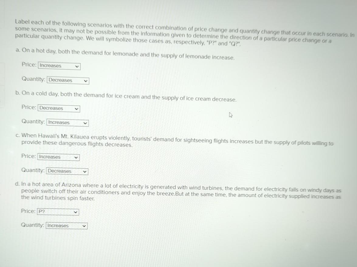 Solved Label each of the following scenarios with the | Chegg.com