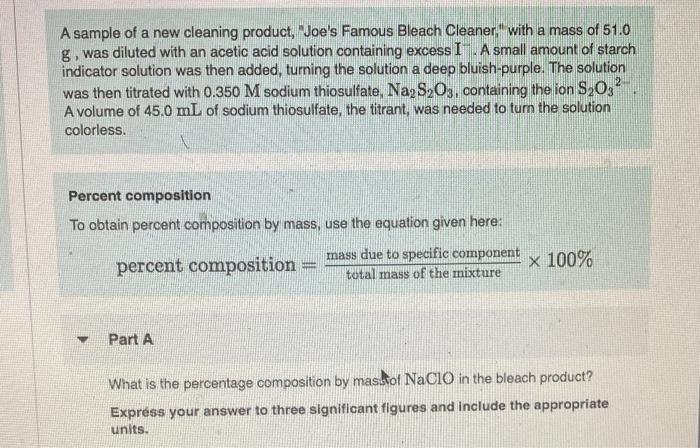 Solved Analysis of bleach involves two sequential redox | Chegg.com