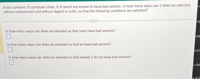 Solved A box contains 15 computer disks, 5 of which are | Chegg.com