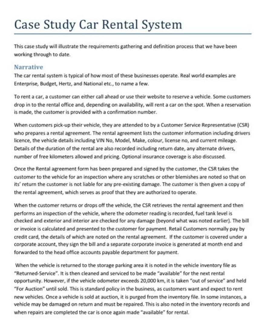 Solved This case study will illustrate the requirements | Chegg.com