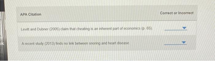 Solved APA Citation Correct or Incorrect Levitt and Dubner | Chegg.com