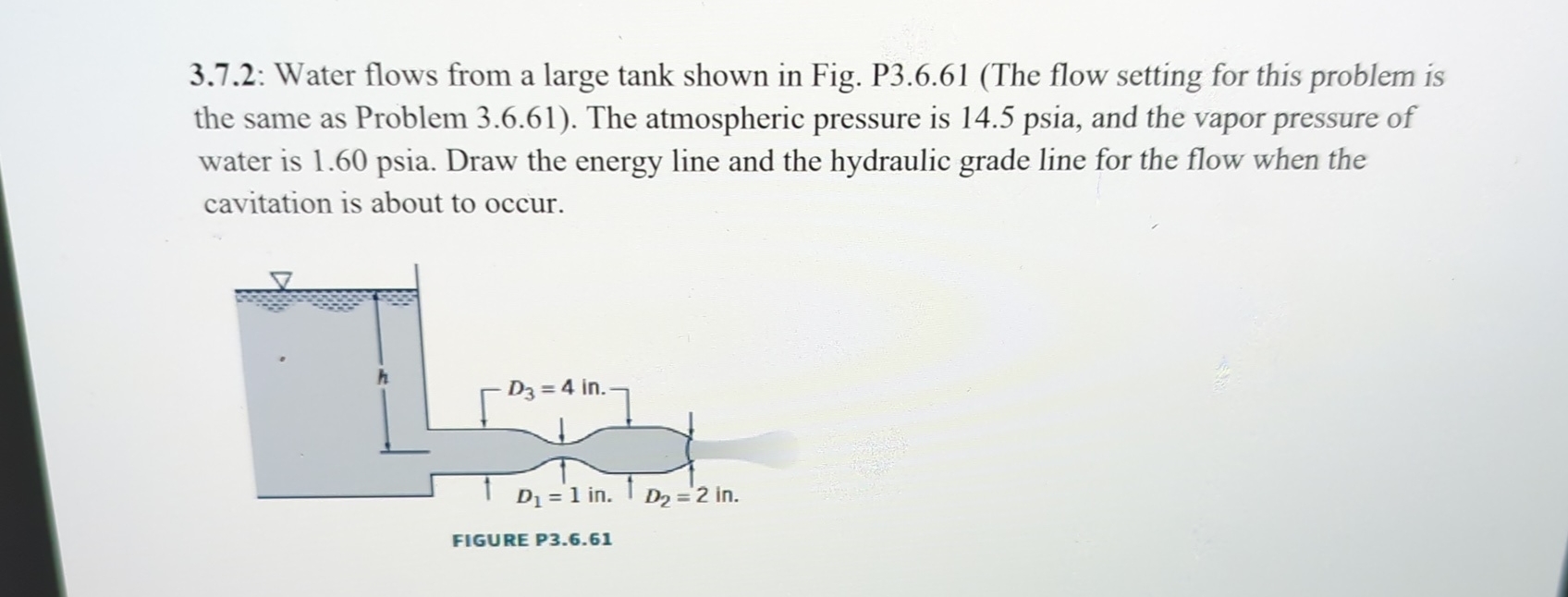 Solved 3.7.2: Water flows from a large tank shown in Fig. | Chegg.com