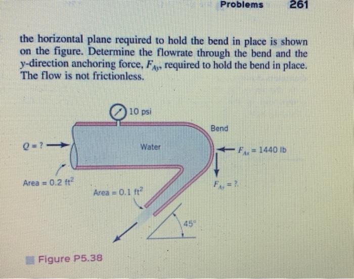 Solved 5.38 Water flows through a horizontal bend and | Chegg.com