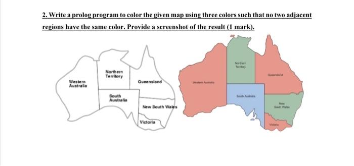 Solved 2. Write a prolog program to color the given map | Chegg.com