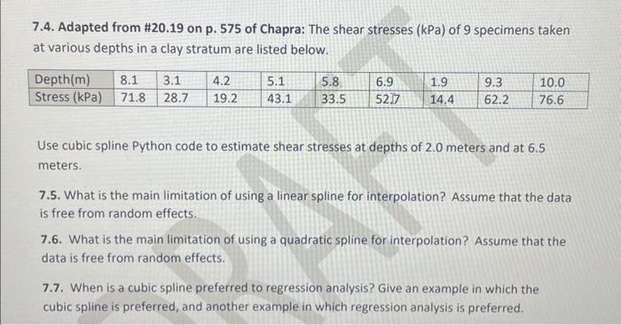Solved 7.4. Adapted from #20.19 on p. 575 of Chapra: The | Chegg.com