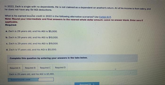 Solved In 2022, Zach is single with no dependents. He is not | Chegg.com