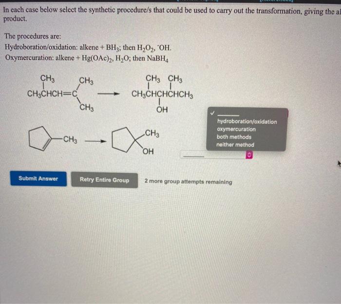 Solved In each case below select the synthetic procedure/s | Chegg.com