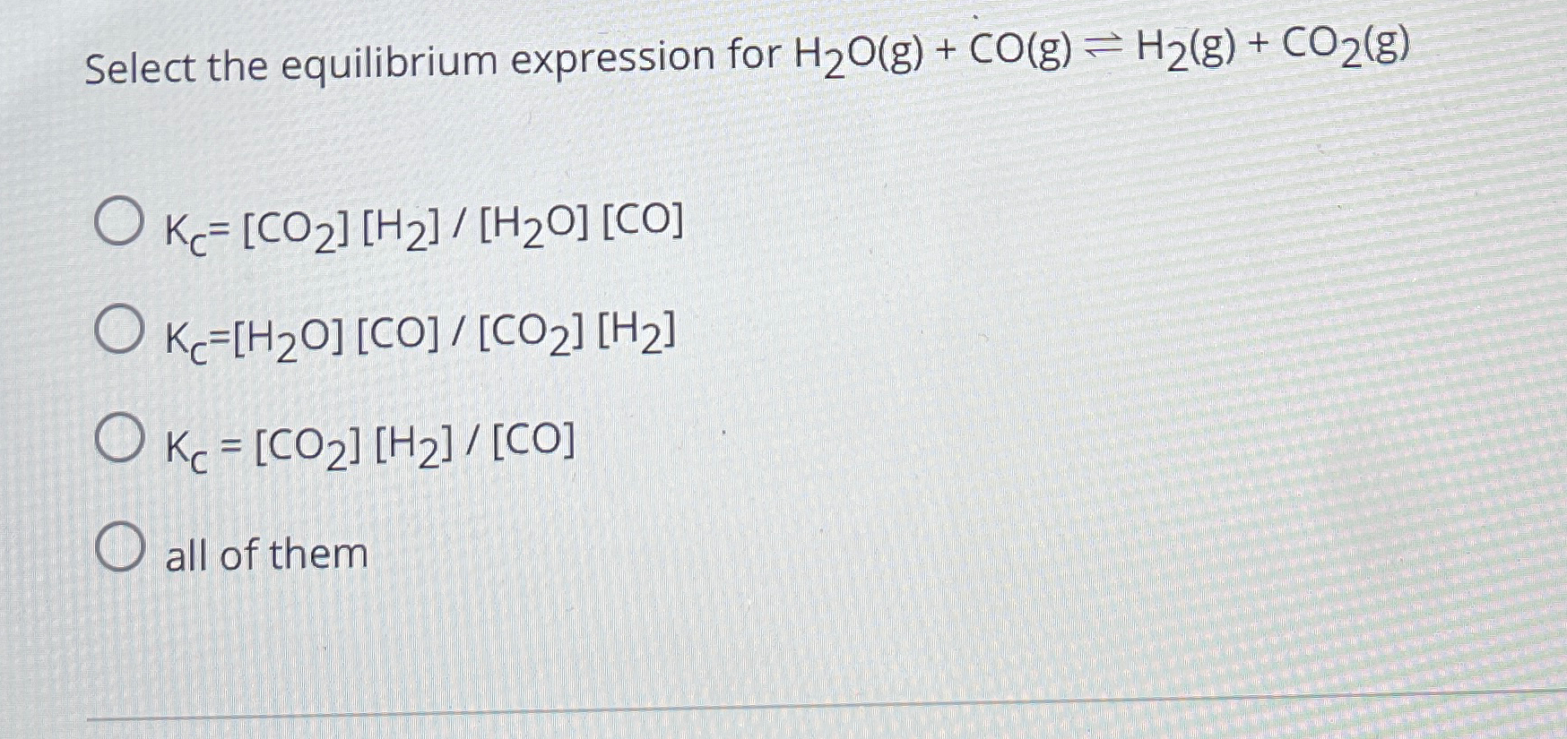 Solved Select the equilibrium expression for | Chegg.com