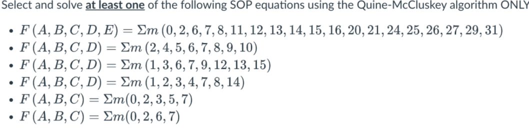 Solved Select and solve at least one of the following SOP | Chegg.com