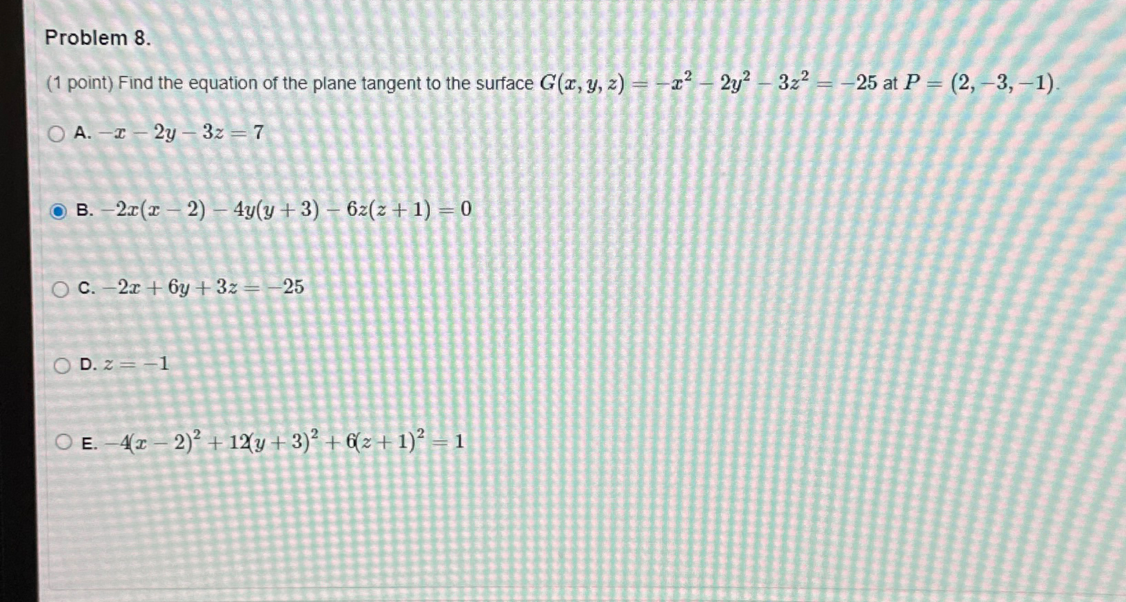 Solved Problem 8.(1 ﻿point) ﻿Find the equation of the plane | Chegg.com
