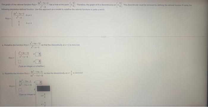Solved The graph of the rational function R(x) = 2x^2-7x+3 / | Chegg.com