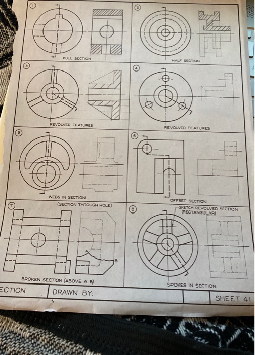 Solved TE FULL SECTION HAUF SECTION REVOLVED FEATURES | Chegg.com