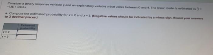Solved Consider a binary response variable y and an | Chegg.com