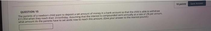 Solved 10 points Save Awe QUESTION 15 The parents of a | Chegg.com