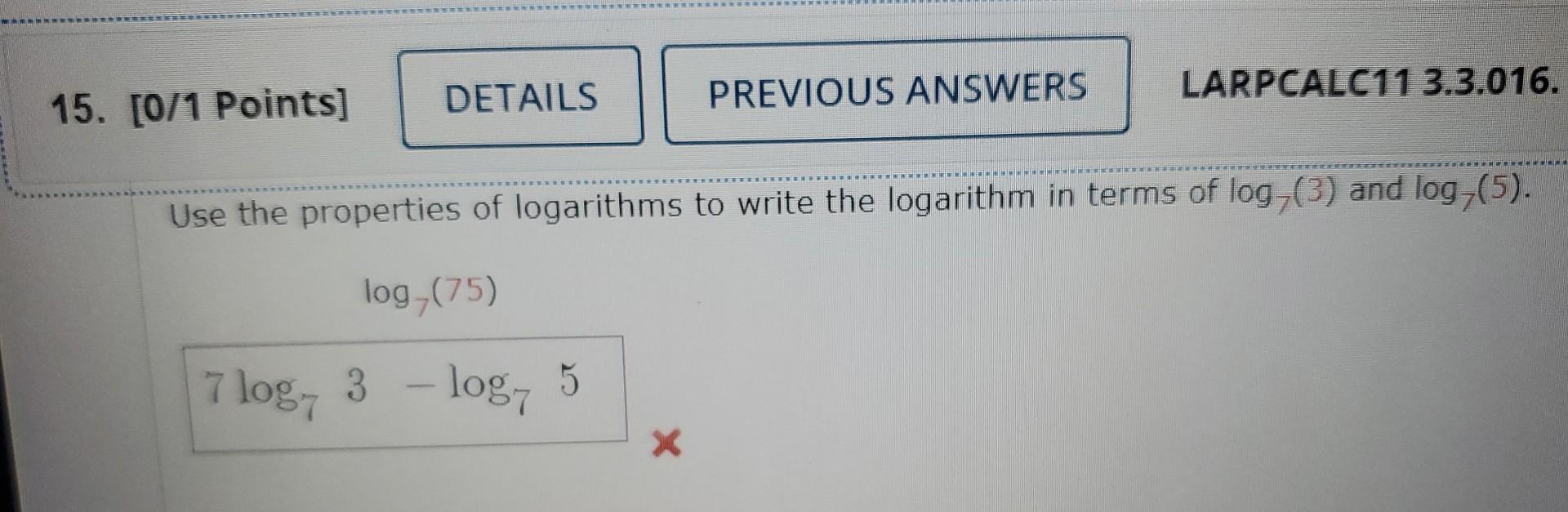 Solved Use the properties of logarithms to write the | Chegg.com