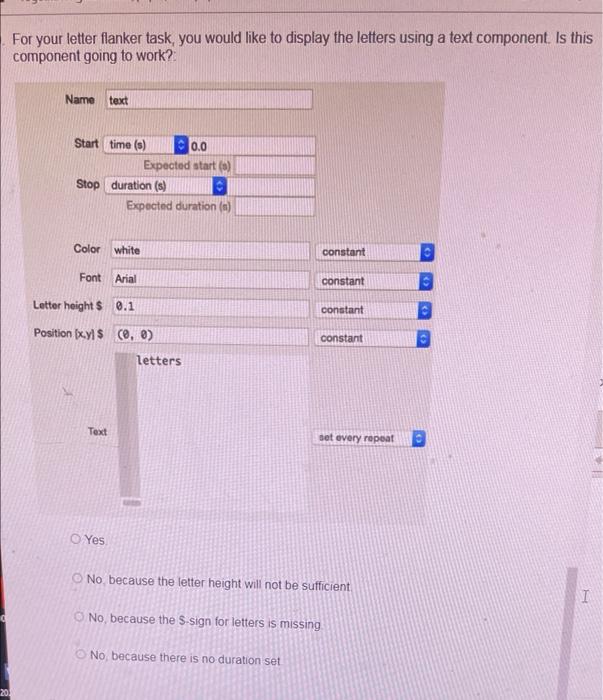 Solved For your letter flanker task, you would like to | Chegg.com