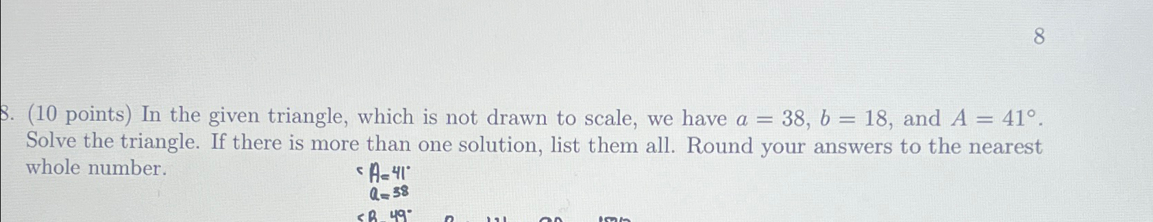 Solved (10 ﻿points) ﻿In the given triangle, which is not | Chegg.com