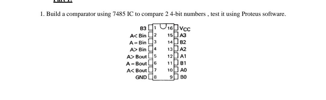 1. Build a comparator using 7485 IC to compare 2 | Chegg.com