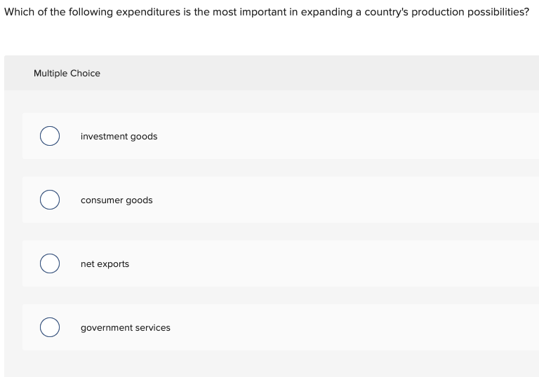 Solved Which of the following expenditures is the most | Chegg.com