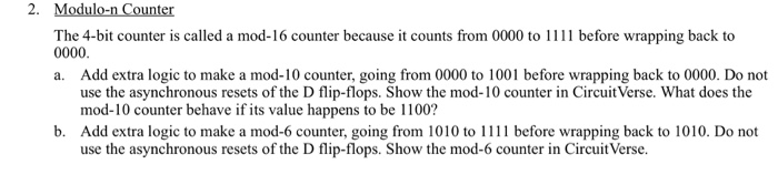 Solved Modulon Counter The 4-bit counter is called a mod-16 | Chegg.com
