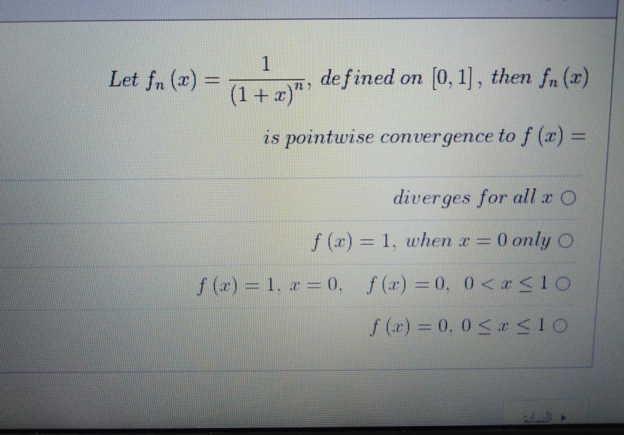 Solved Let fn(x) = (1+2), defined on (0,1), then fu (2) is | Chegg.com