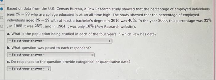 Solved Based on data from the U.S. Census Bureau, a Pew | Chegg.com