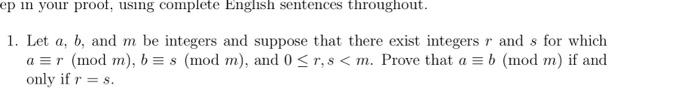 Solved 1. Let a,b, and m be integers and suppose that there | Chegg.com