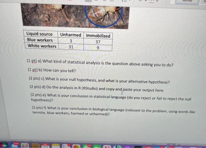Solved 1. Aging workers of the Neotropical termite, | Chegg.com