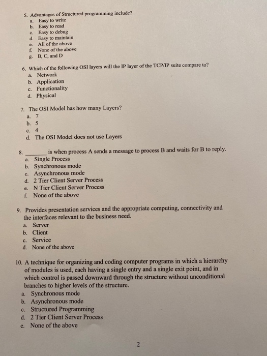 Solved 1. Which of the following are Programming Domains? a. | Chegg.com