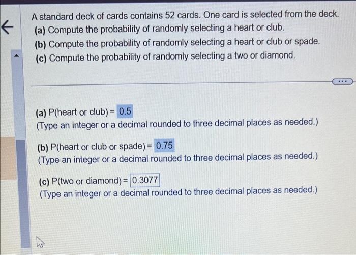 Solved A standard deck of cards contains 52 cards. One card | Chegg.com