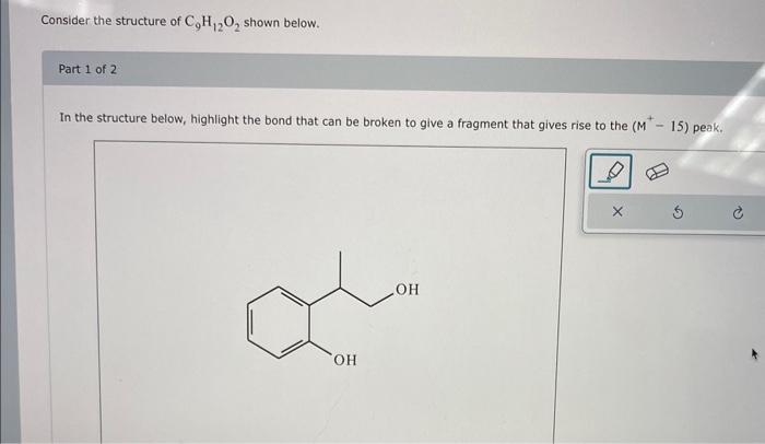 [Solved]: Consider the structure of C9H12O2 shown below. Pa