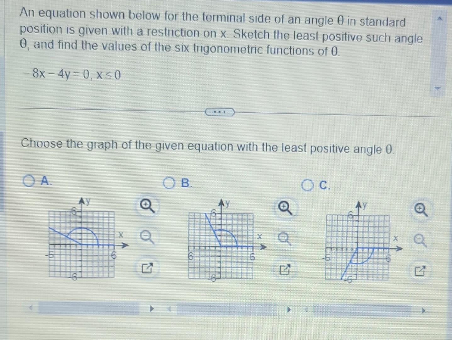 Solved An equation shown below for the terminal side of an | Chegg.com