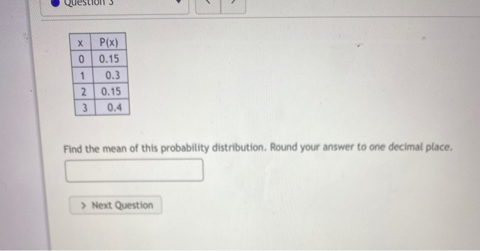 Solved find the mean of this probability distribution. round | Chegg.com